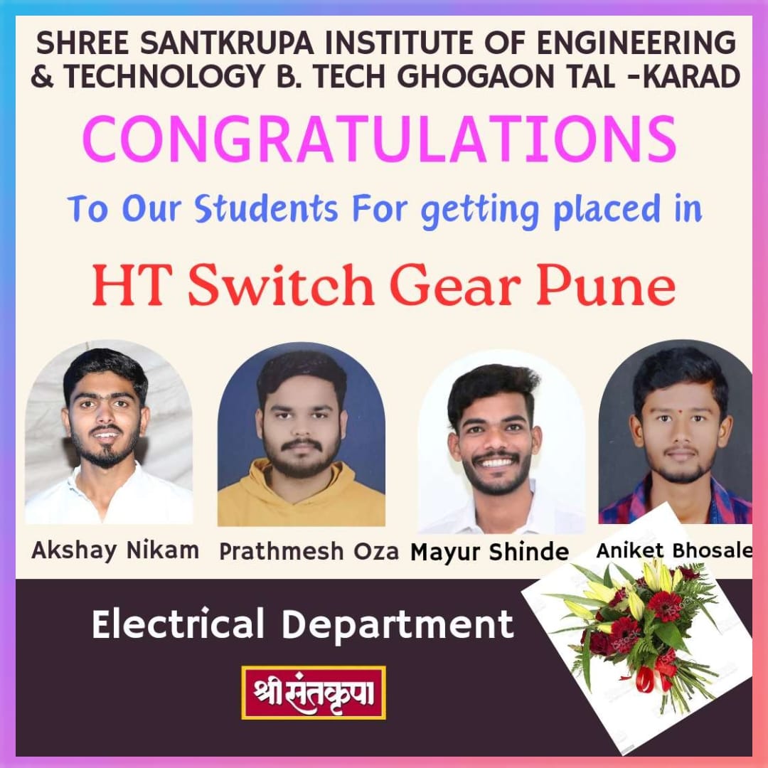 Placement Summary, Training and Placement, Shree Santkrupa Institute of Engineering and ...